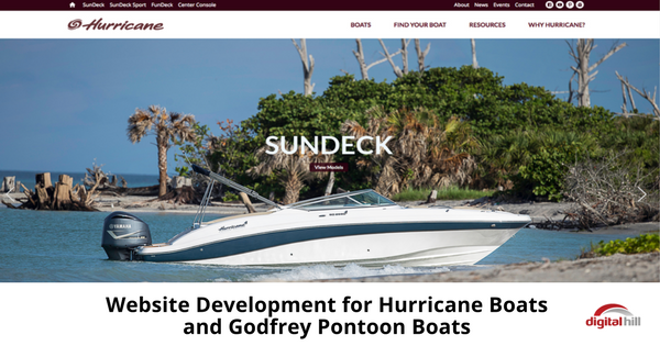 Website Development for Hurricane Boats and Godfrey Pontoon Boats - Digital Hill Multimedia, Inc.